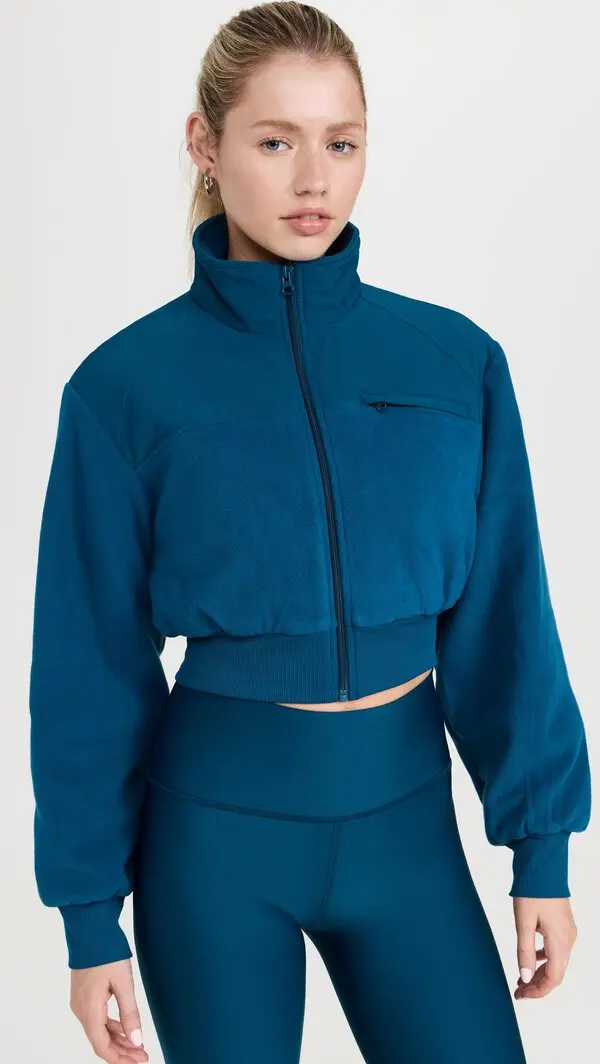 Alo Yoga Polar Fleece Jacket In Eclipse Blue - 50% Off | Editorialist